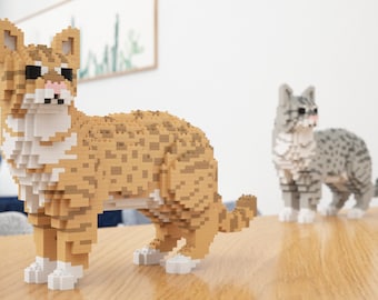 Tuxedo Cats Sculptures 3D Building Blocks DIY Model Kit | Etsy