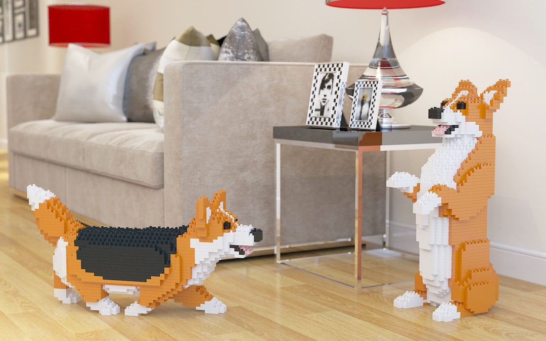 Welsh Corgi Dog Sculptures | 3D Building Blocks | DIY Model Kit - Etsy