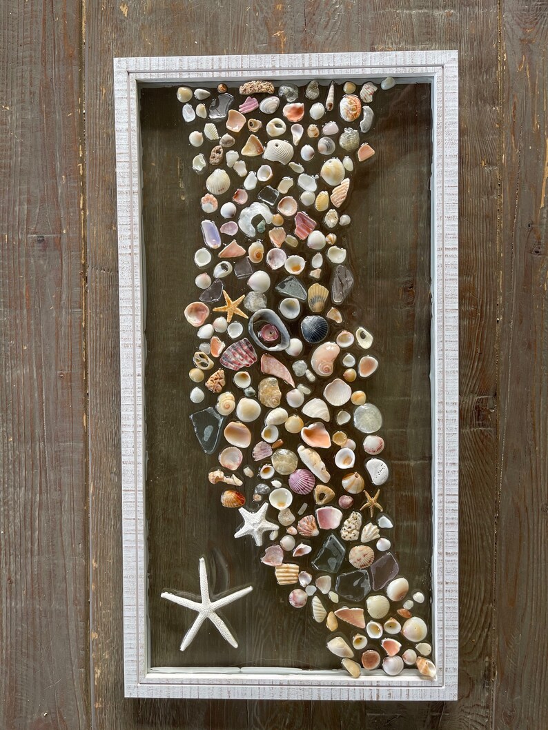Sea Glass Art, Seashell Art, Beach Window, Beach Wall Art, Beach ...