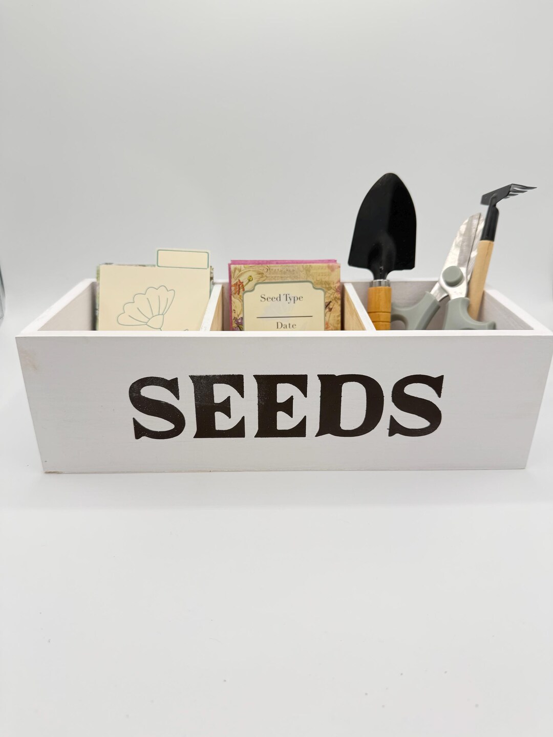 Whitewashed Pine Seed Saver Box: Rustic Seed Storage With Envelopes - Etsy