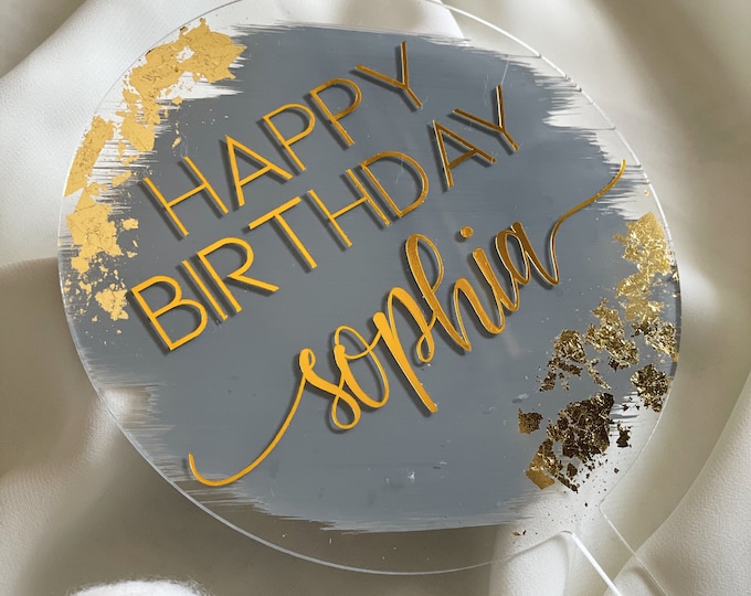 Custom Acrylic Cake Topper Personalized Acrylic Cake Topper Happy ...