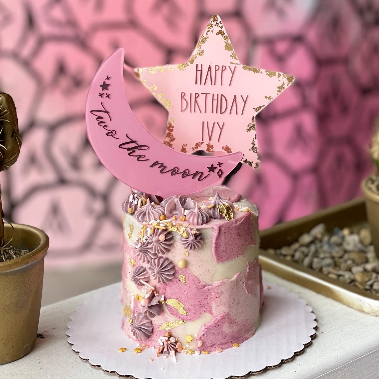 Custom Acrylic Star and Moon Cake Topper Personalized | Etsy
