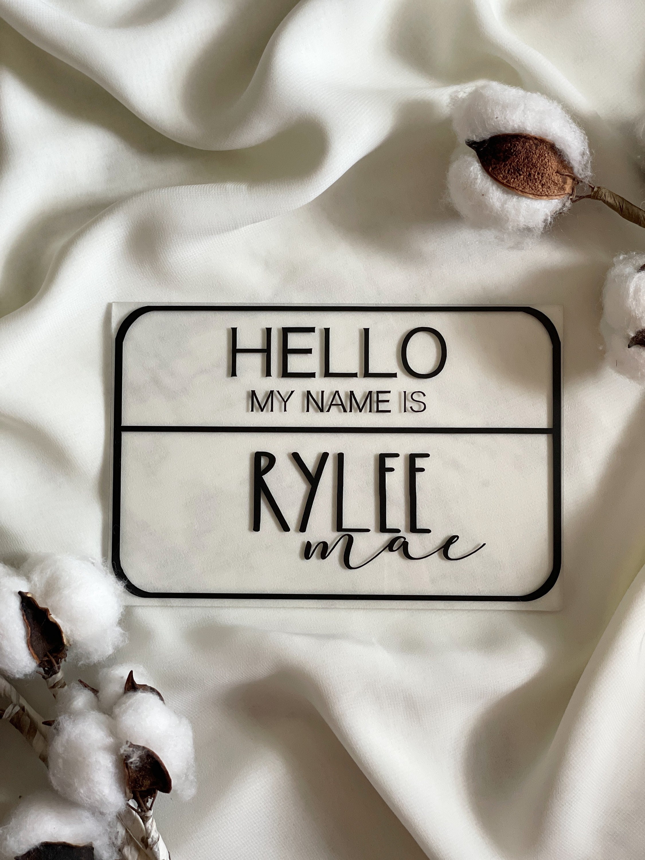 Hello My Name is Sign Baby Name Sign Acrylic Baby Name | Etsy
