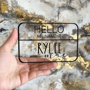 Hello My Name is Sign Baby Name Sign Acrylic Baby Name - Etsy