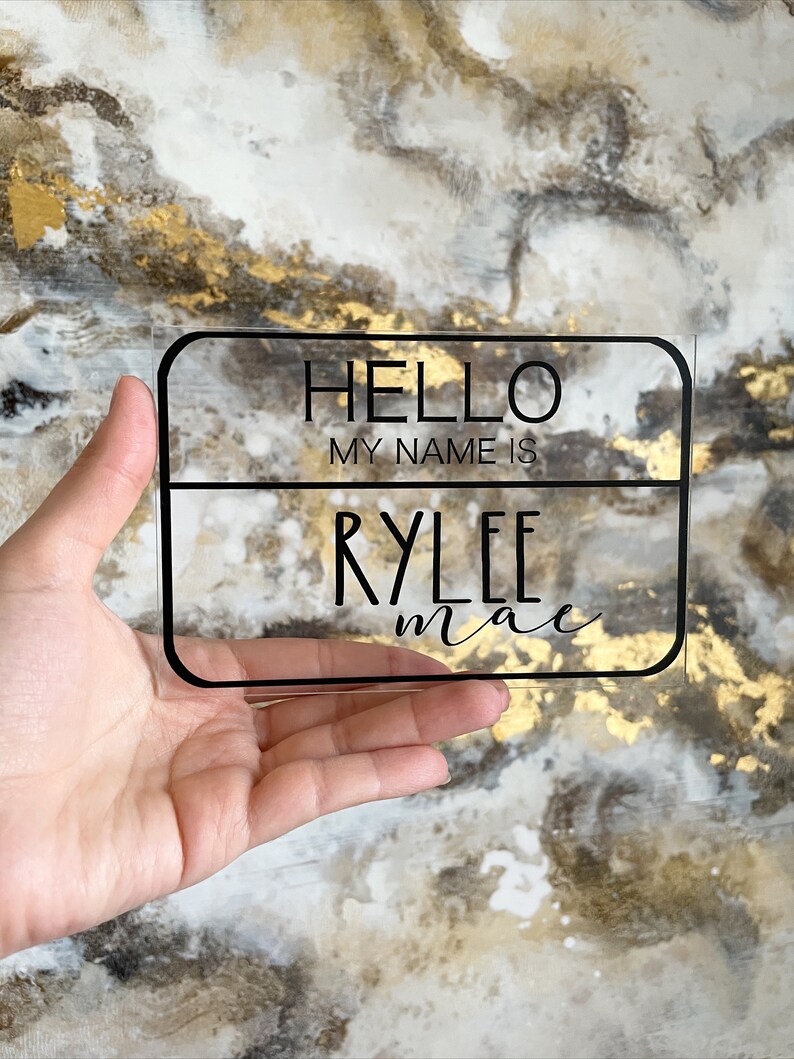 Hello My Name is Sign Baby Name Sign Acrylic Baby Name | Etsy