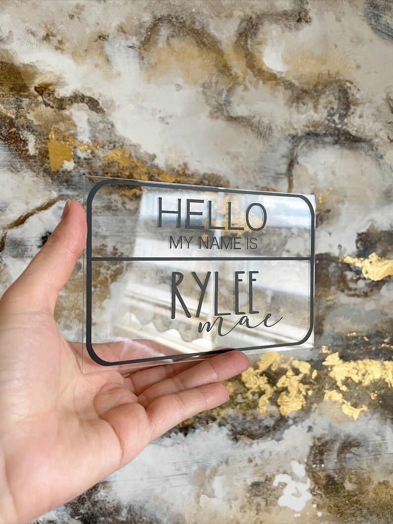 Hello My Name is Sign Baby Name Sign Acrylic Baby Name | Etsy
