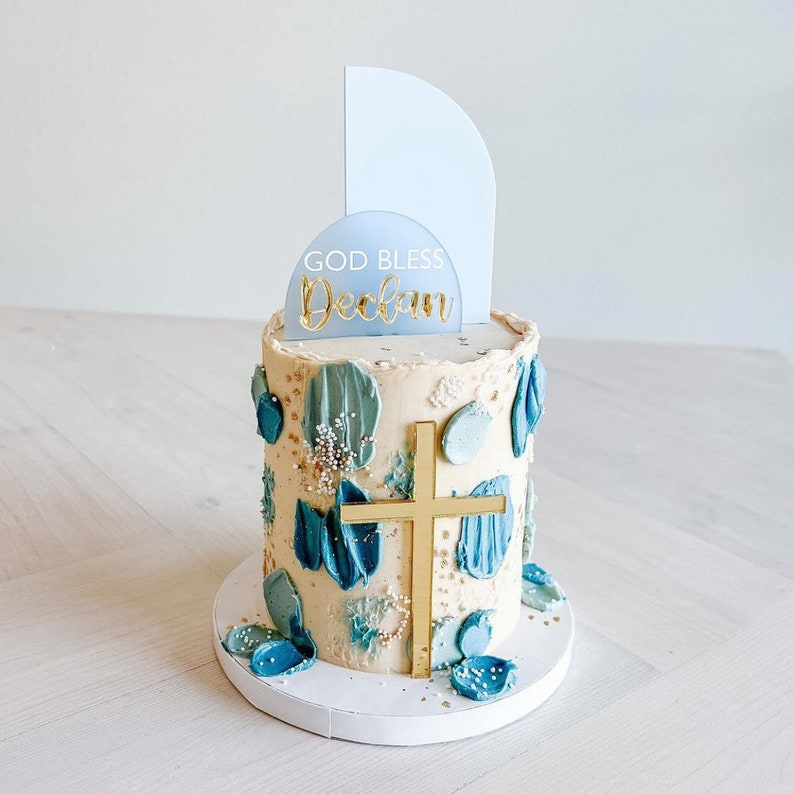 Cross Cake Charm Mirror Acrylic Cross Baptism Cake Topper - Etsy