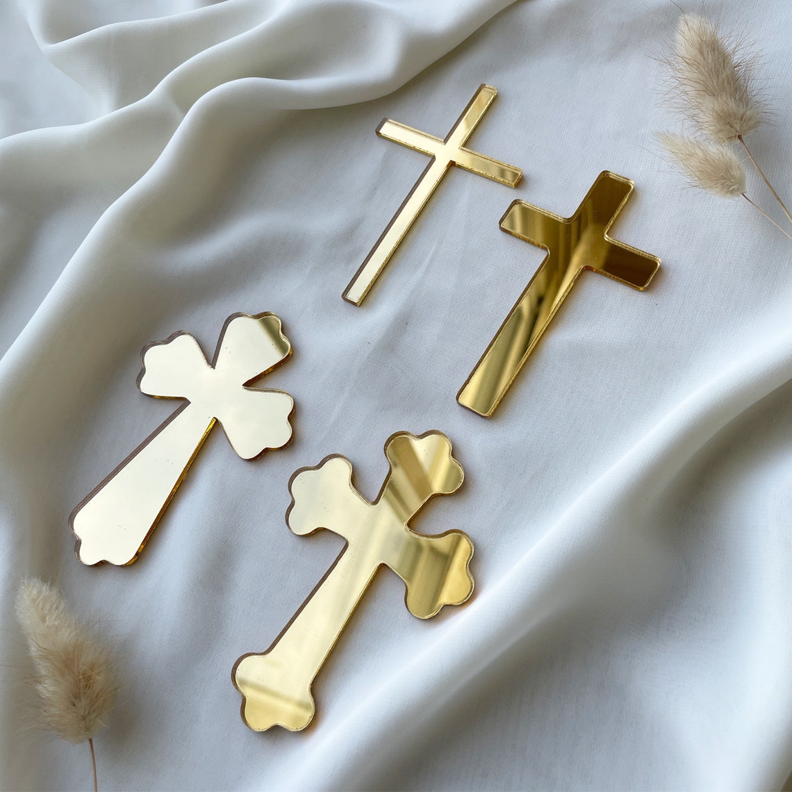 Cross Cake Charm Mirror Acrylic Cross Baptism Cake Topper - Etsy