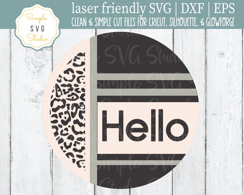 Leopard Welcome Sign SVG Hello Door Hanger File Boho Porch - Etsy
