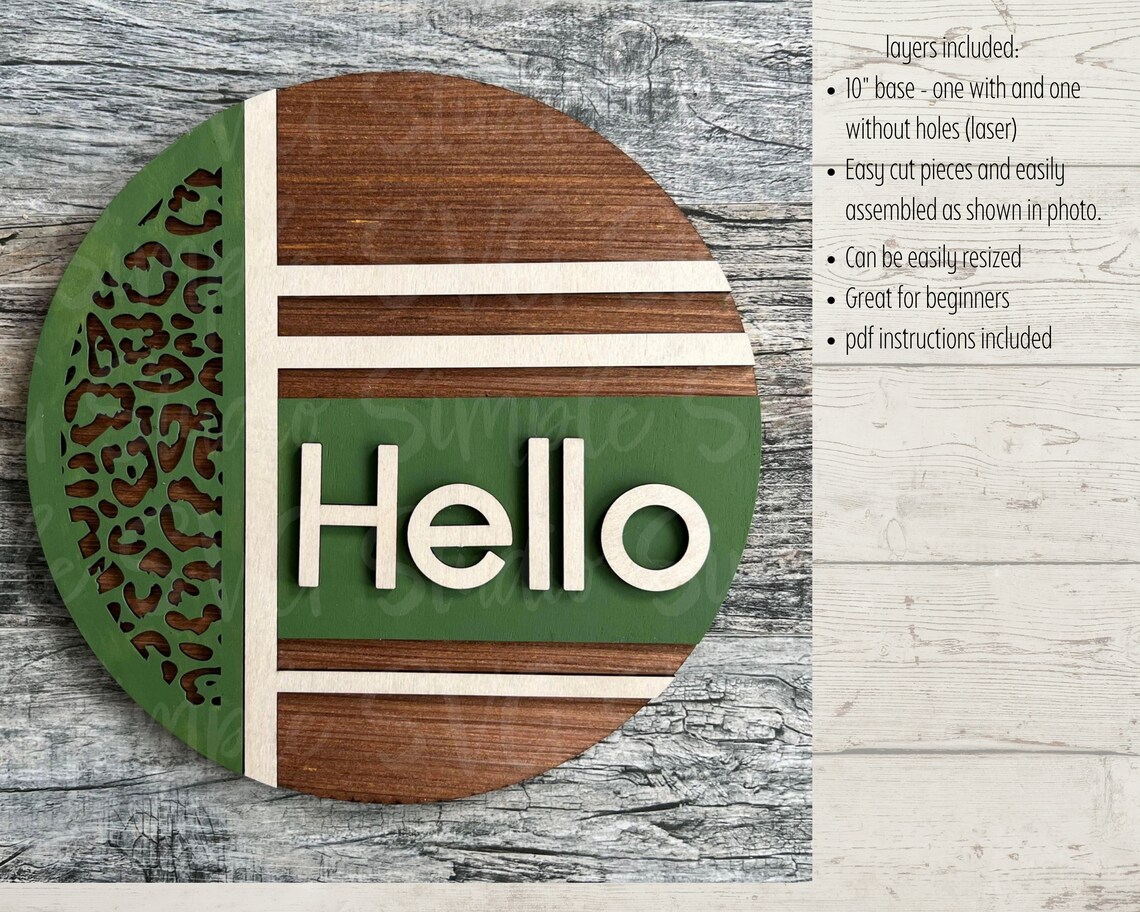 Leopard Welcome Sign SVG Hello Door Hanger File Boho Porch - Etsy