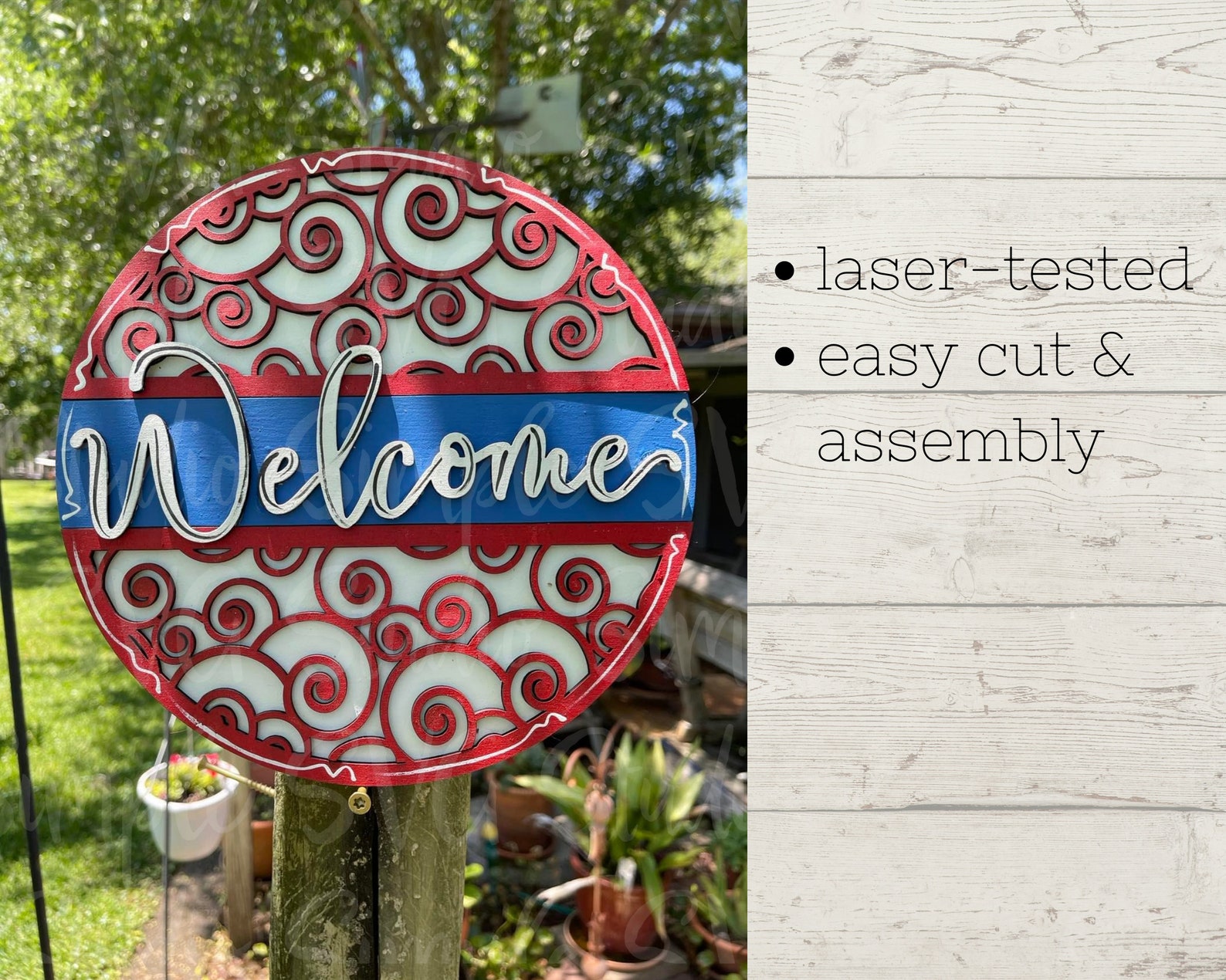 Welcome Sign SVG Round Welcome Sign SVG Glowforge Sign SVG Laser Ready ...