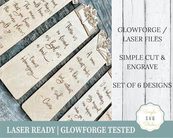 Glowforge Bookmarks File Laser Cut SVG Floral Books SVG - Etsy