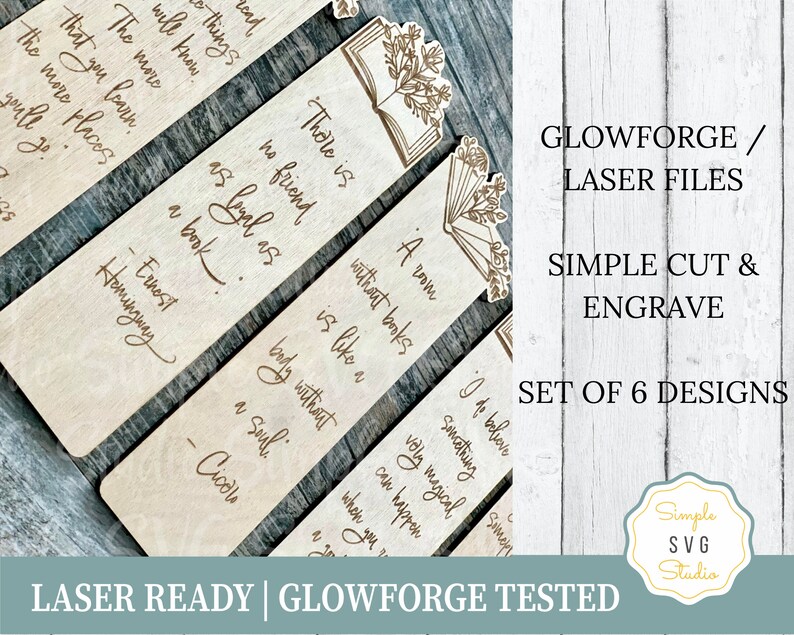 Glowforge Bookmarks File Laser Cut SVG Floral Books SVG - Etsy