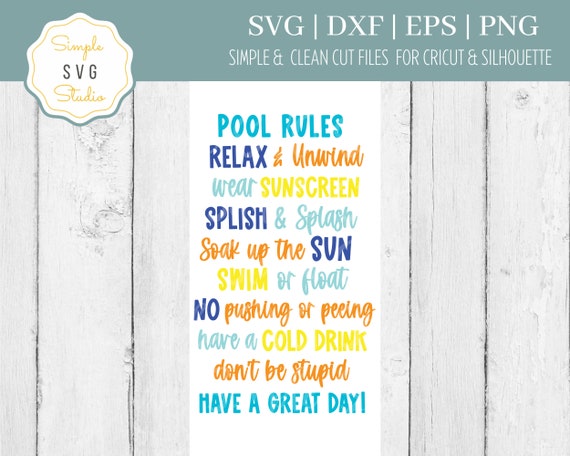 POOL Rules SVG Cricut Silhouette Pool SVG Commercial Use - Etsy