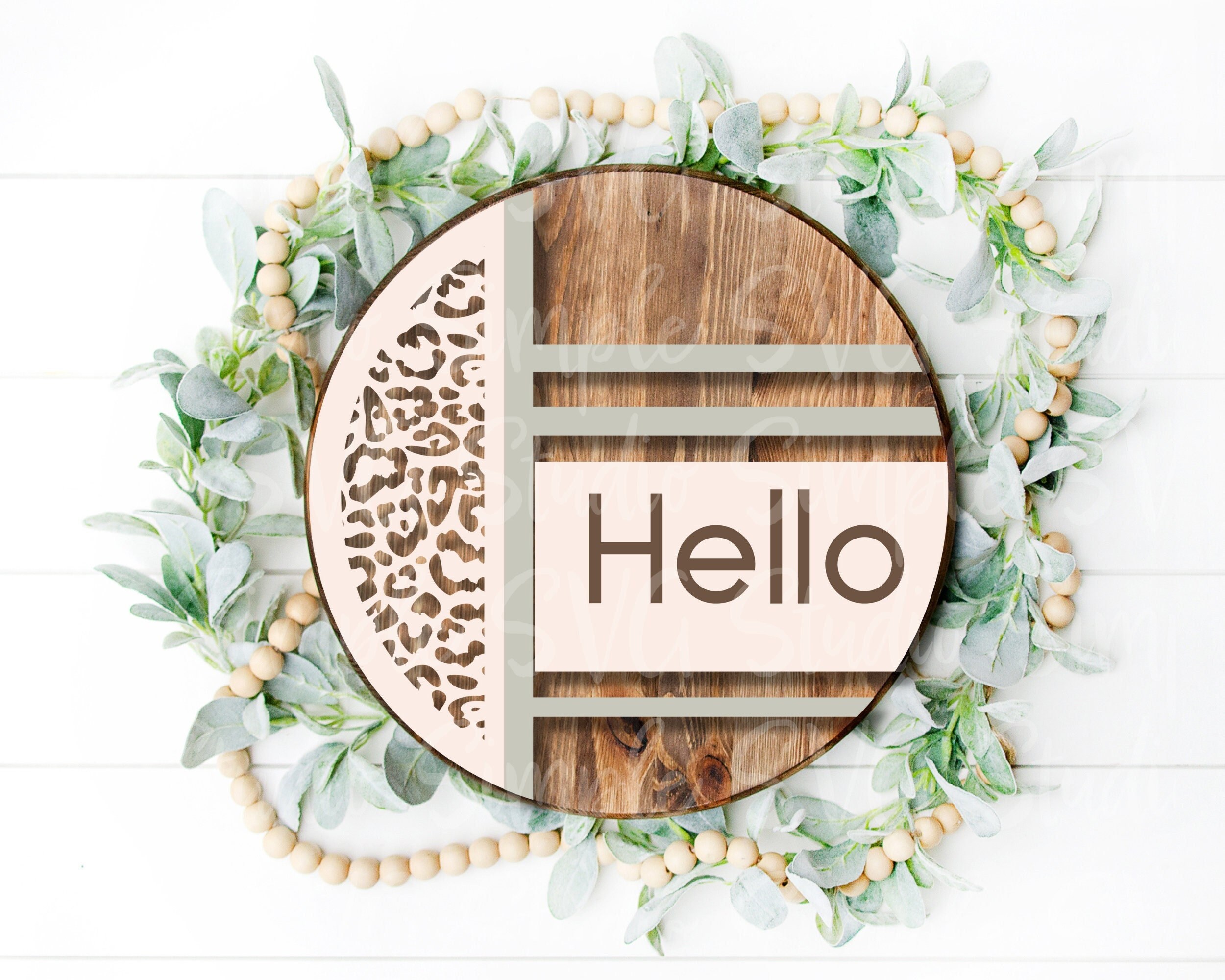 Leopard Welcome Sign SVG Hello Door Hanger File Boho Porch - Etsy