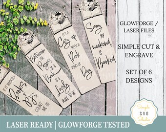 Glowforge Bookmarks File Laser Cut SVG Floral Books SVG | Etsy