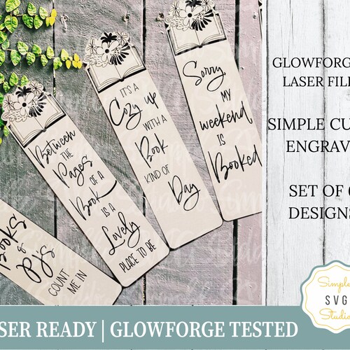 Stack of Books Bookmark SVG Laser File for Glowforge - Etsy