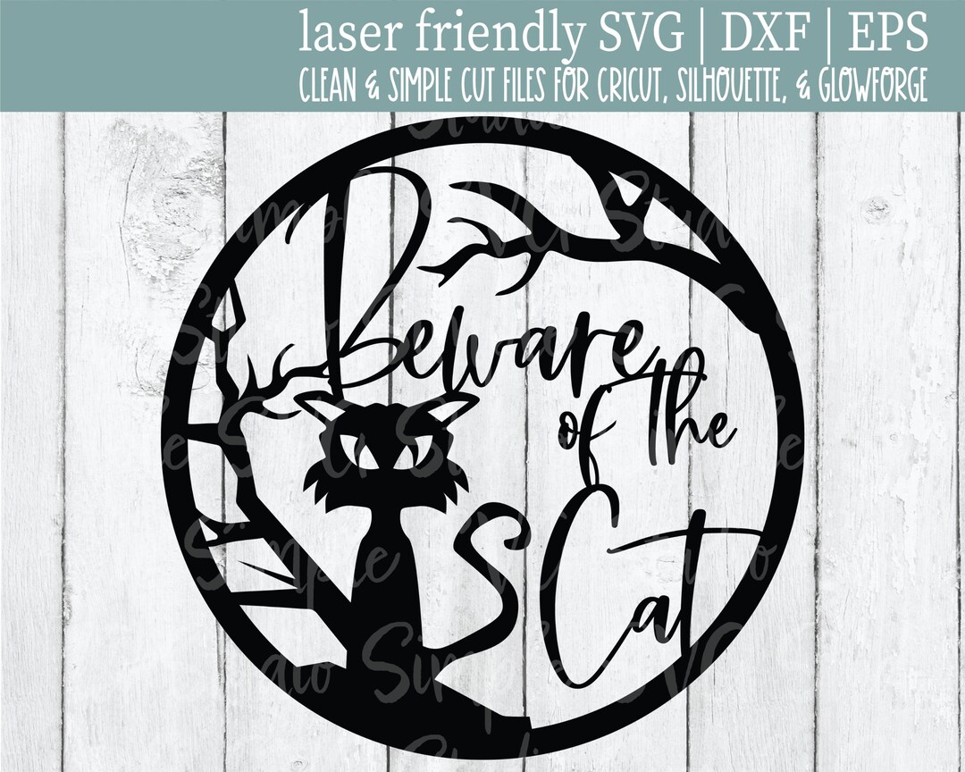Halloween Welcome Sign SVG, Black Cat Door Hanger SVG, Glowforge Sign ...