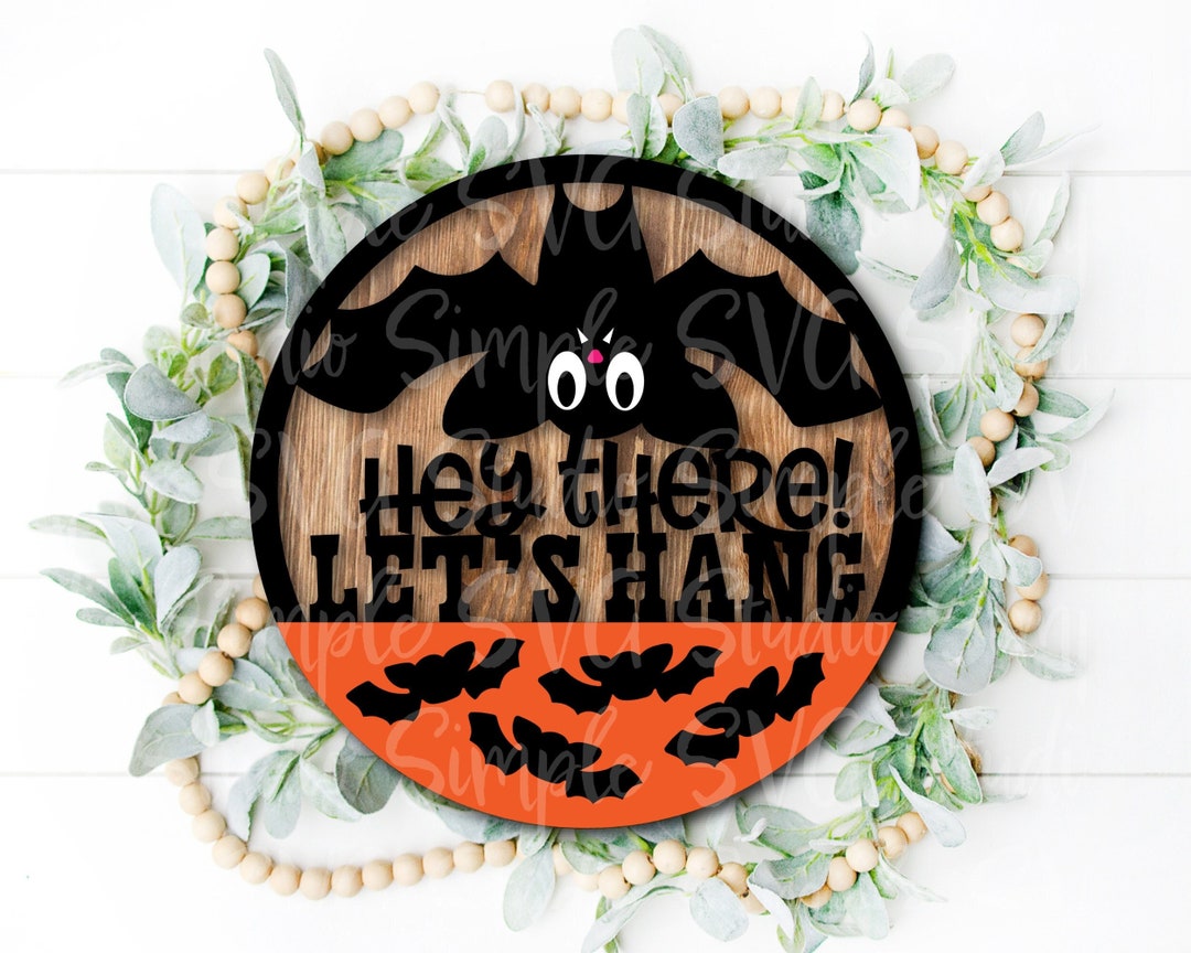 Bat Door Hanger Laser File, Halloween Welcome Sign File, Laser Cut ...