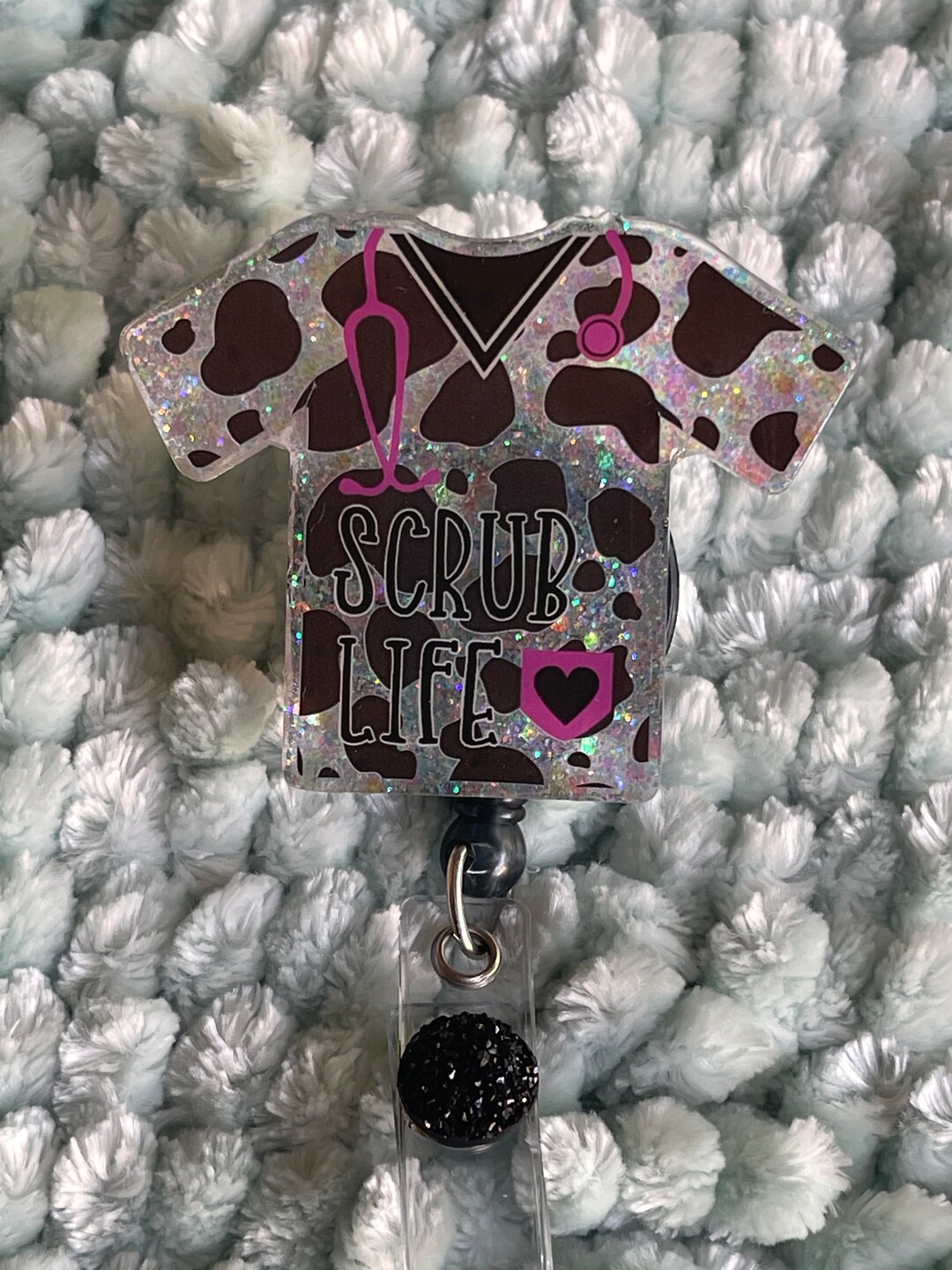 Nurse Life Scrubs Cow Print Badge Reel, Nurse Gift - Etsy