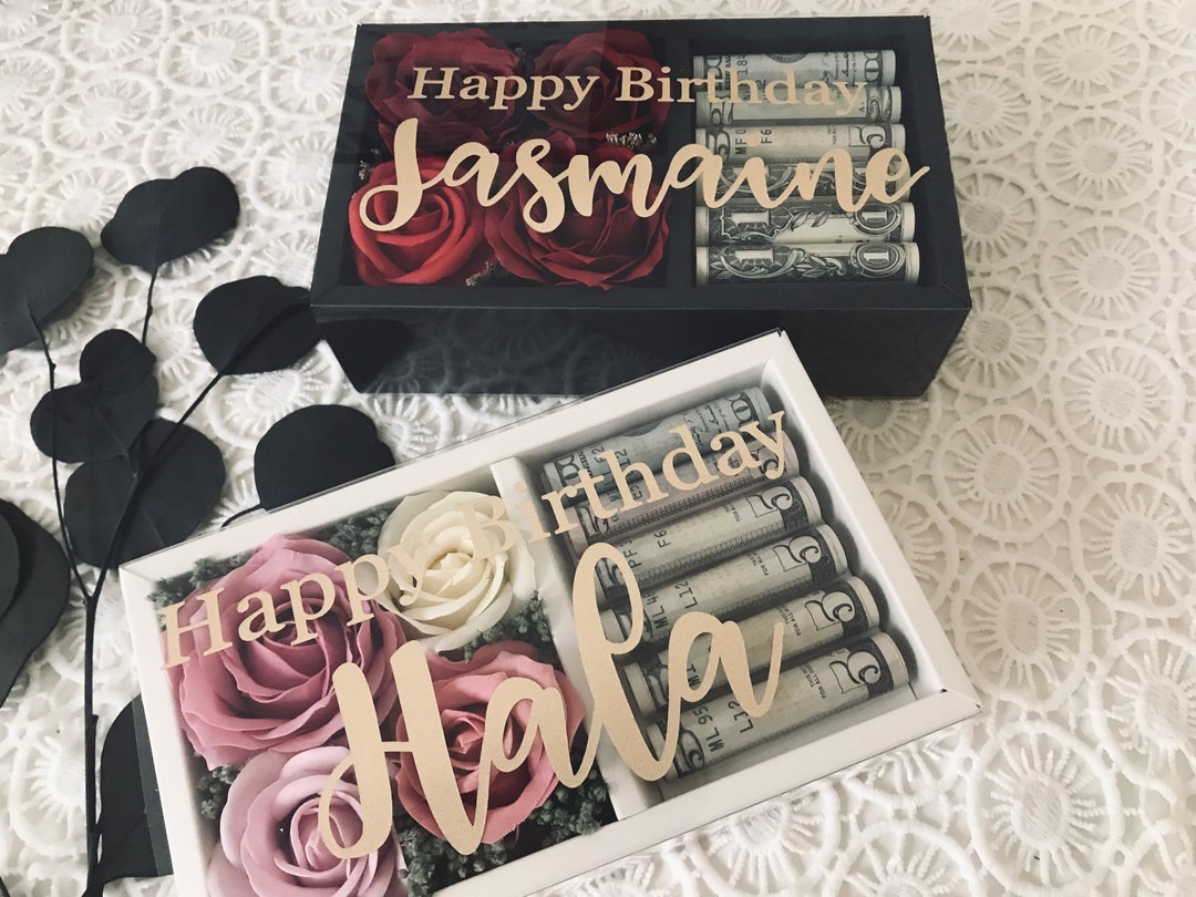 Personalized Money Gift Box: Soap Flower Cash Box for Wedding ...