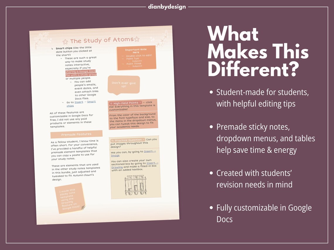 Digital Study Notes Template Editable | Ready-to-use Digital Google ...