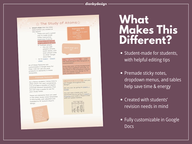 Digital Study Notes Template Editable | Ready-to-use Digital Google ...