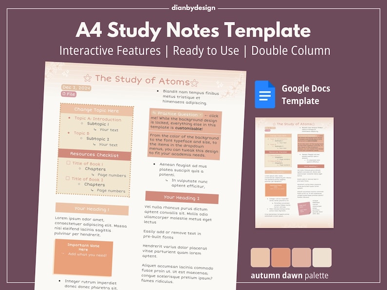 Editable Study Notes Template Pastel Download Ready-to-use Digital ...