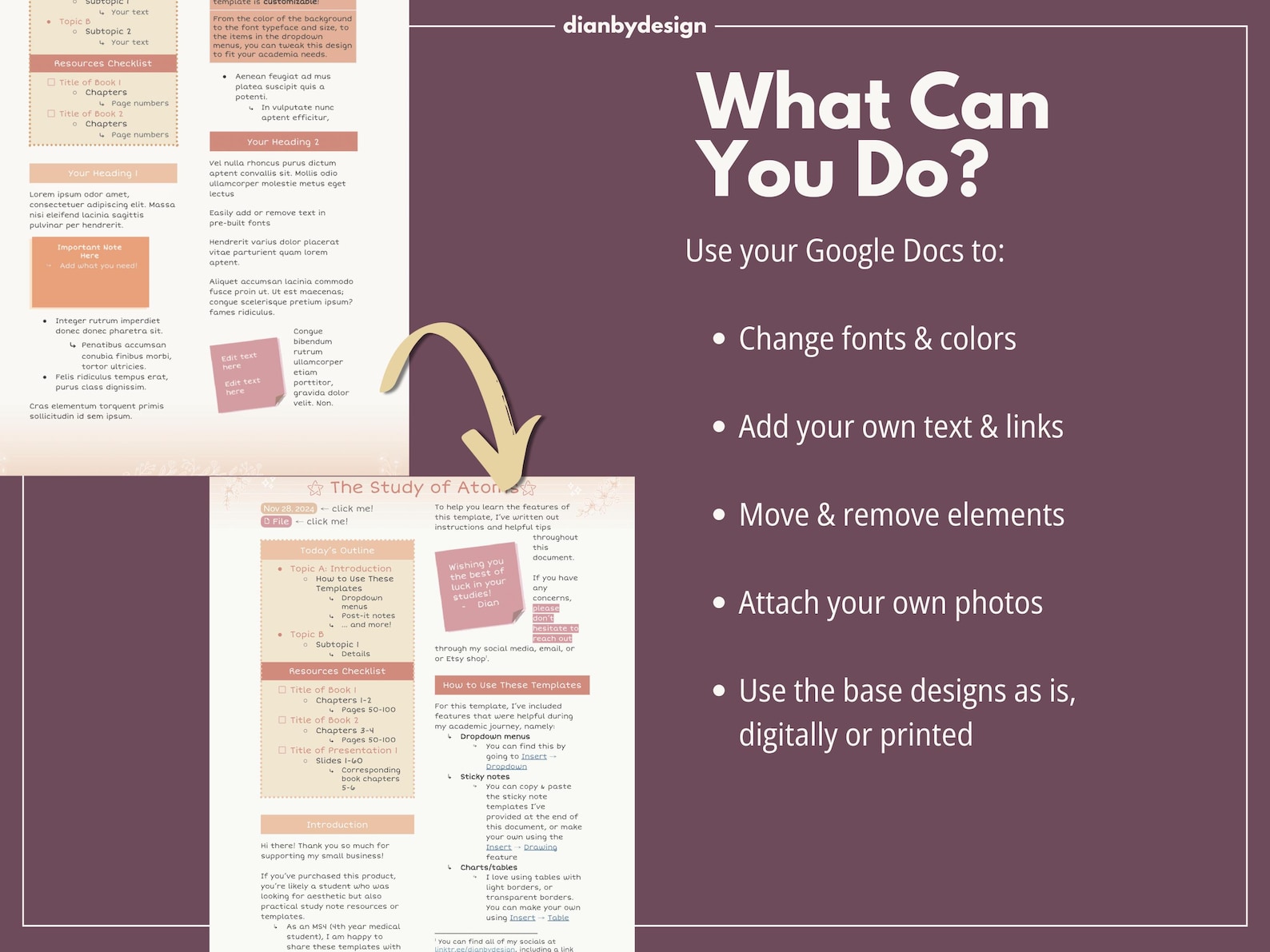Digital Study Notes Template Editable | Ready-to-use Digital Google ...