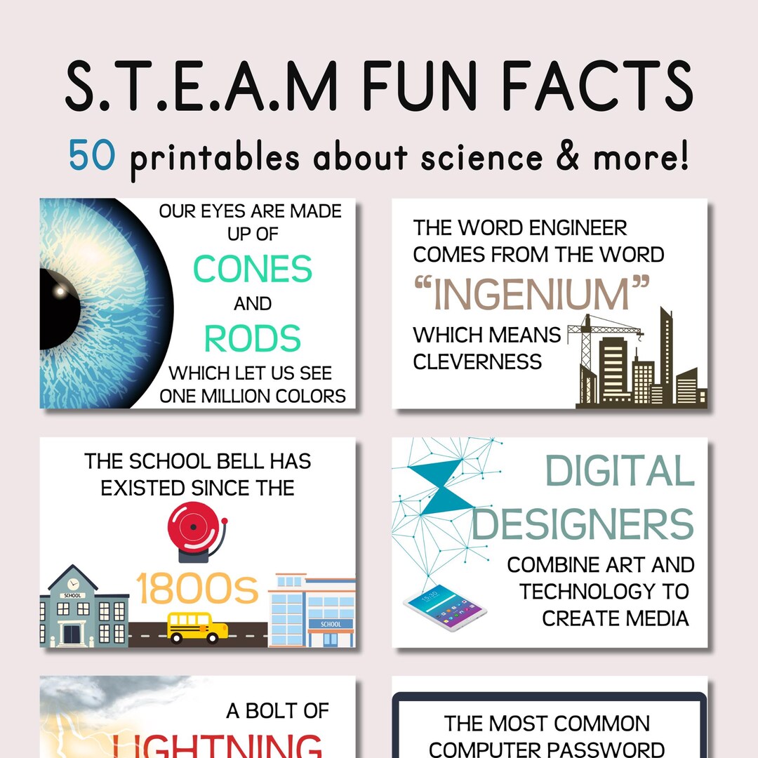 STEAM Fun Facts & Trivia 50 Printable Science Fun Facts Homeschool or ...