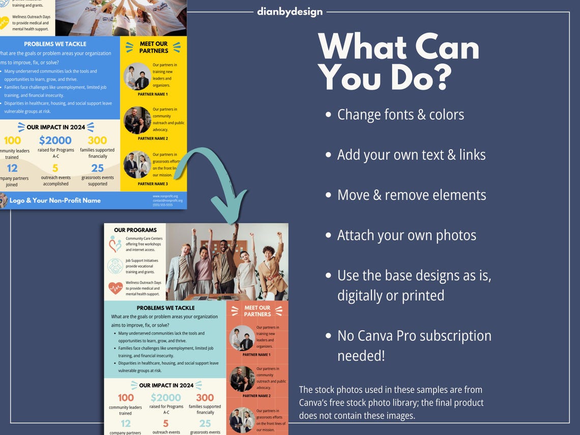 Nonprofit One Pager Template Bundle | Customizable Canva Charity ...