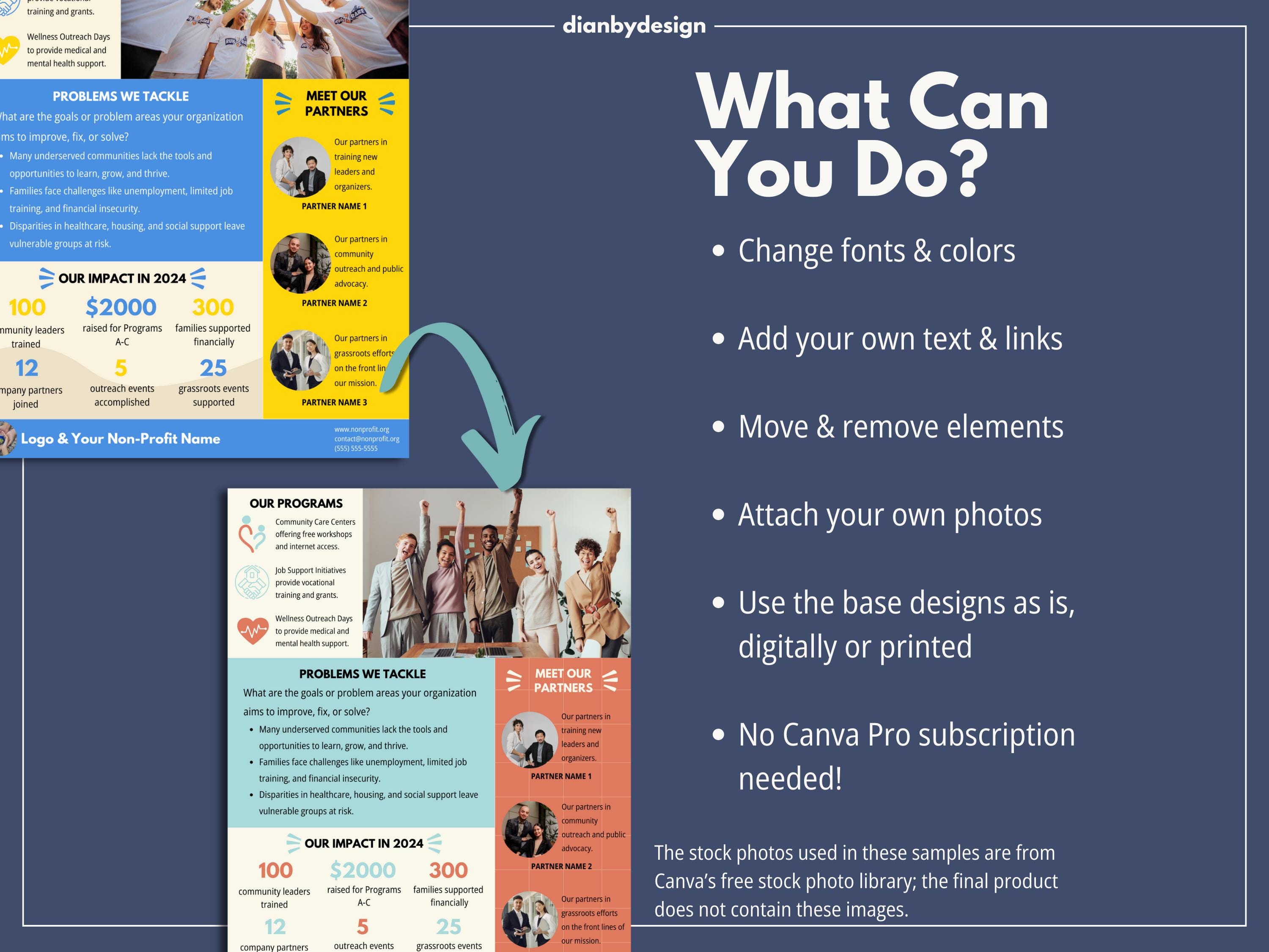Nonprofit One Pager Template Bundle | Customizable Canva Charity ...