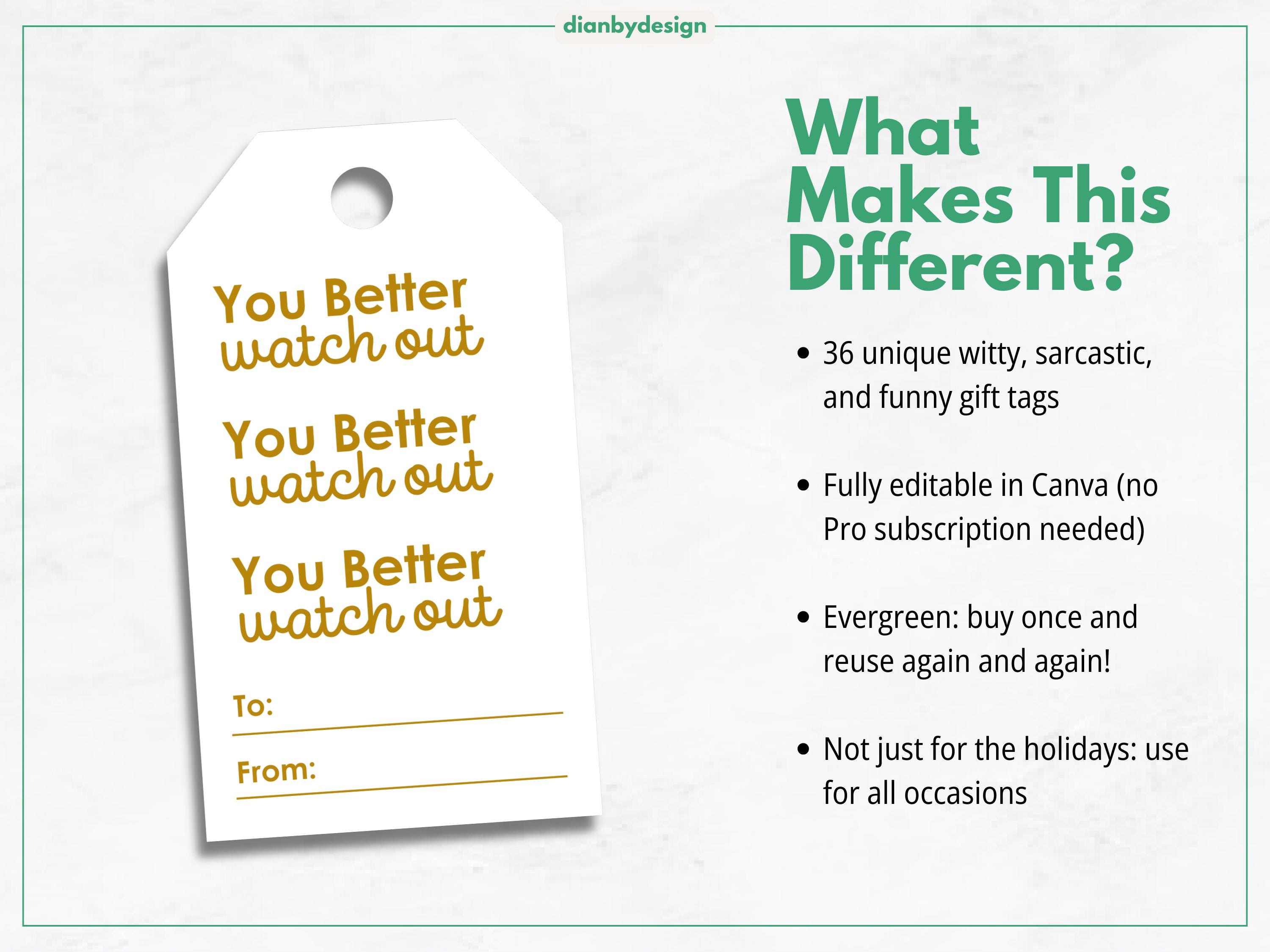 Sarcastic Christmas Gift Tags Bundle Funny Holiday Labels Witty ...