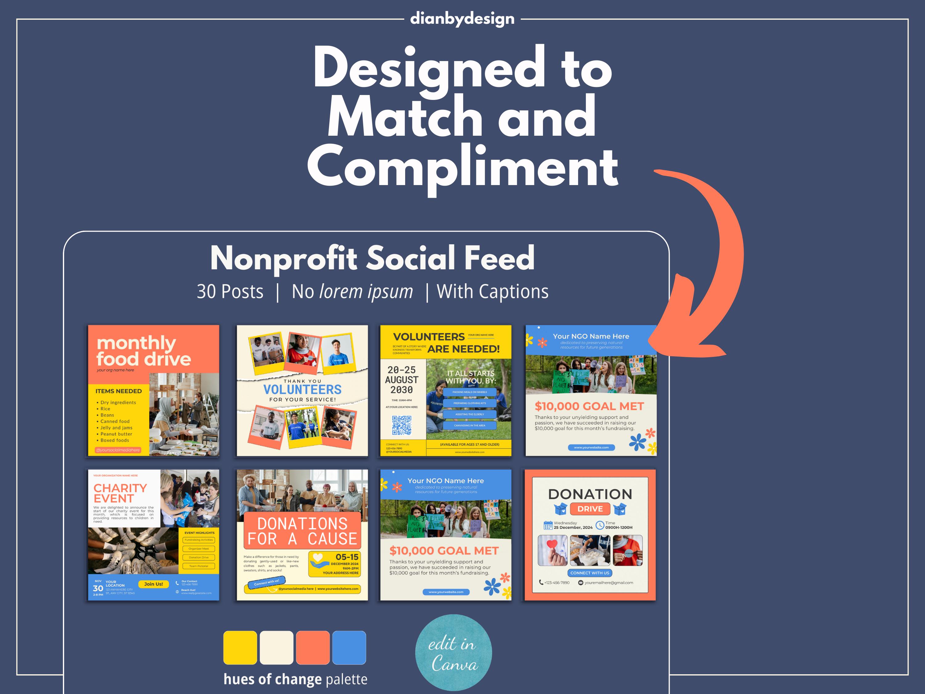 Nonprofit One Pager Template Bundle | Customizable Canva Charity ...