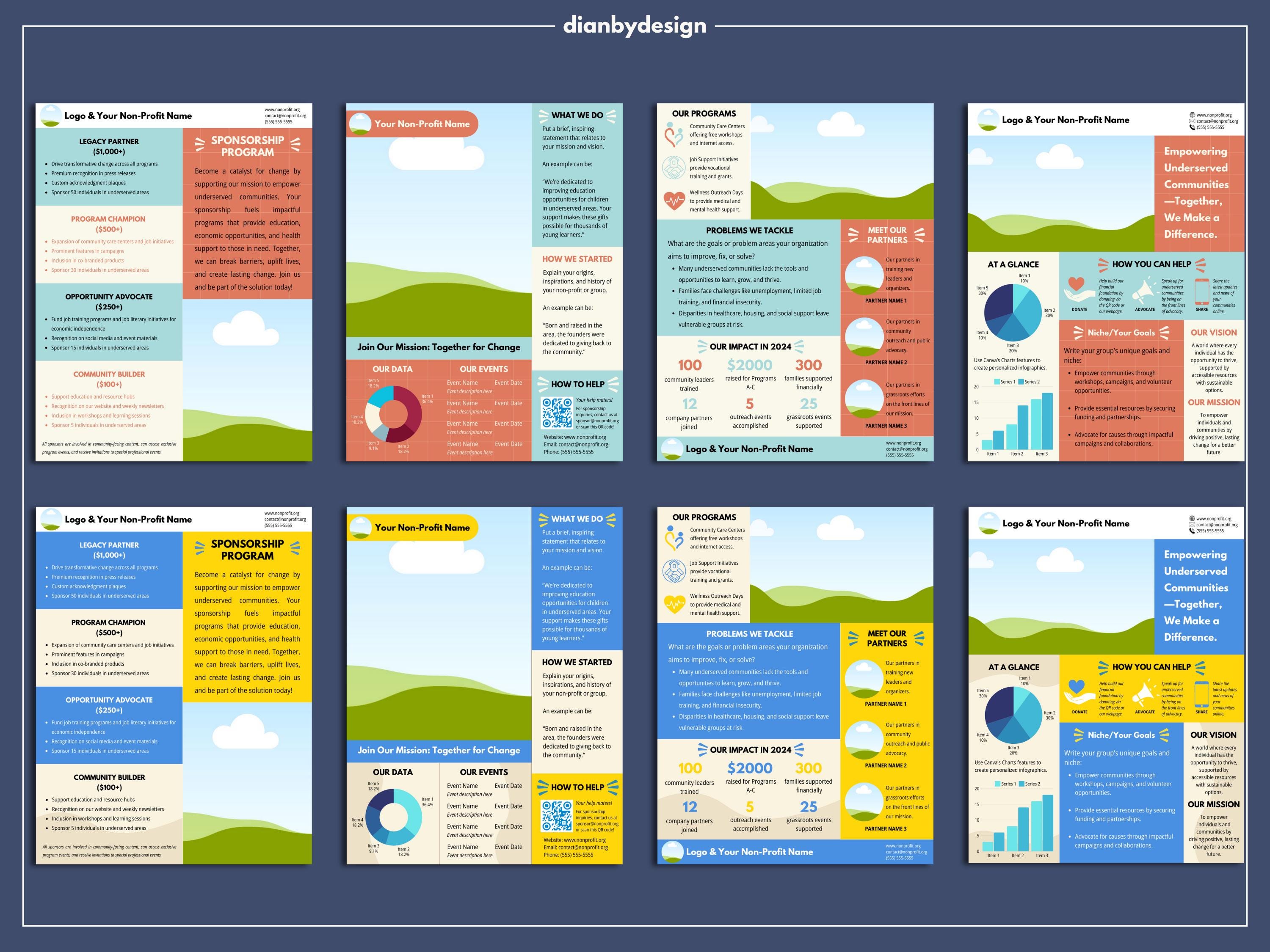 Nonprofit One Pager Template Bundle | Customizable Canva Charity ...