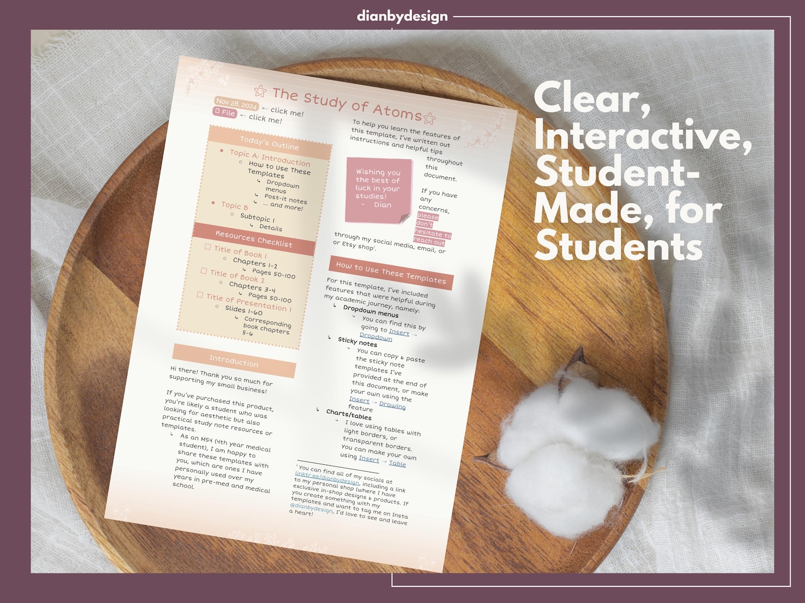 Digital Study Notes Template Editable | Ready-to-use Digital Google ...