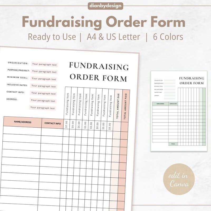 Fundraiser Invoice - Etsy