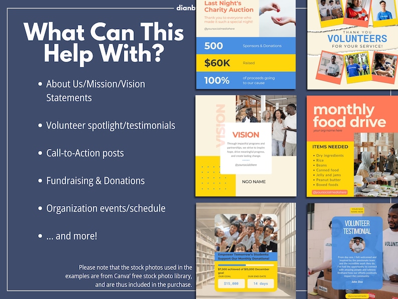 Nonprofit Social Media Templates | Editable Fundraising Outreach Bundle ...