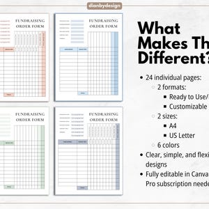 Fundraising Order Form Template | Editable Fundraiser Tracker Form for ...