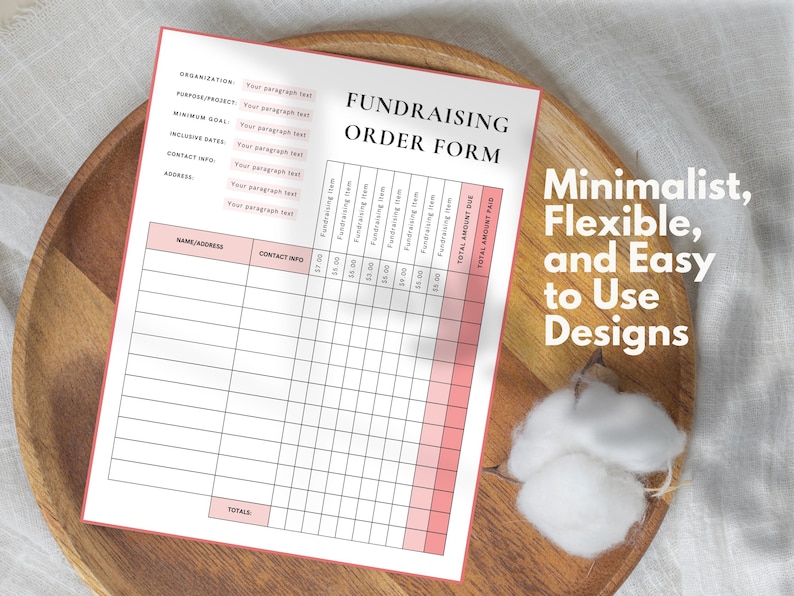 Fundraising Order Form Template | Editable Fundraiser Tracker Form for ...