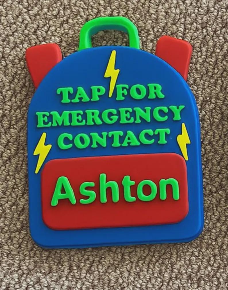Customizable 3D Printed Emergency Contact NFC Backpack Tag - Etsy