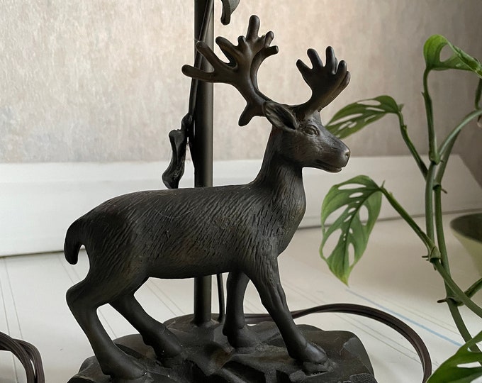 Vintage Deer Table Lamp Vintage Solid Bronze Deer & Petal Lamp, Bedside ...