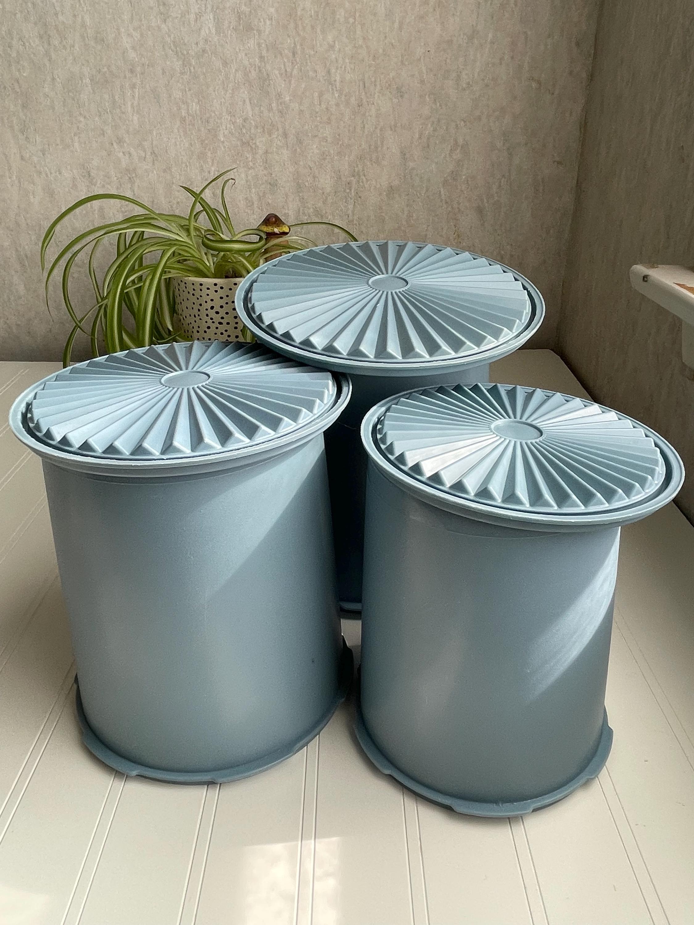 Vintage Powder Blue Tupperware /3piece/2large/1medium/storage/canisters ...