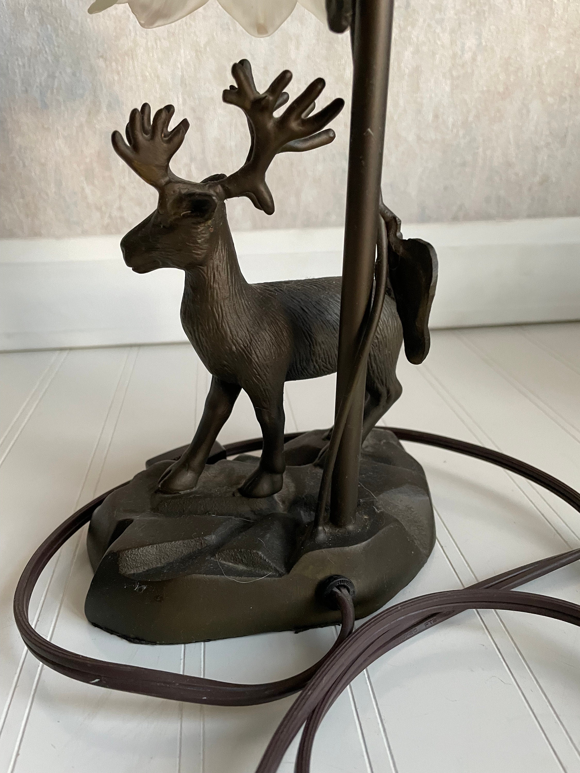 Vintage Deer Table Lamp Vintage Solid Bronze Deer & Petal Lamp, Bedside ...