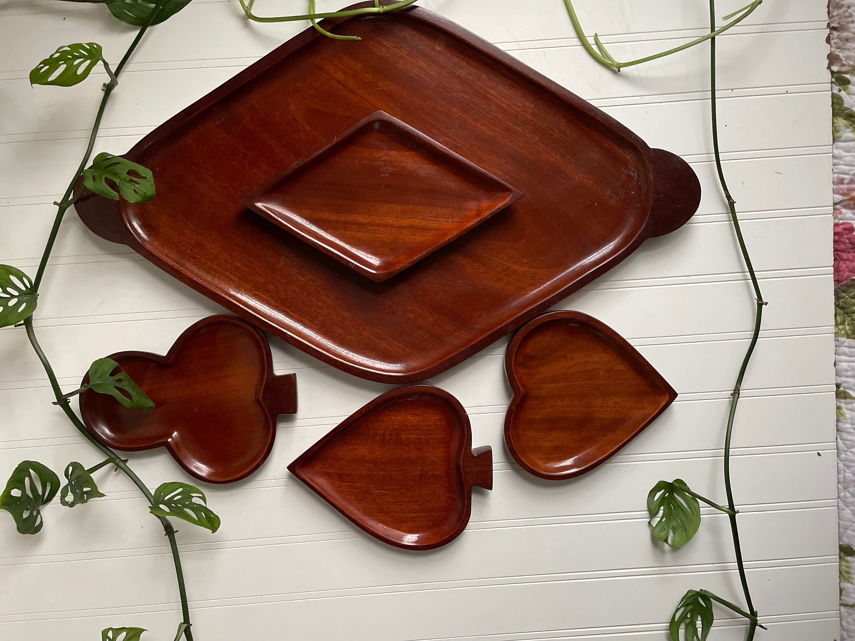 Carib Craft Solid Mahogany Made in Haiti/serving Tray With - Etsy