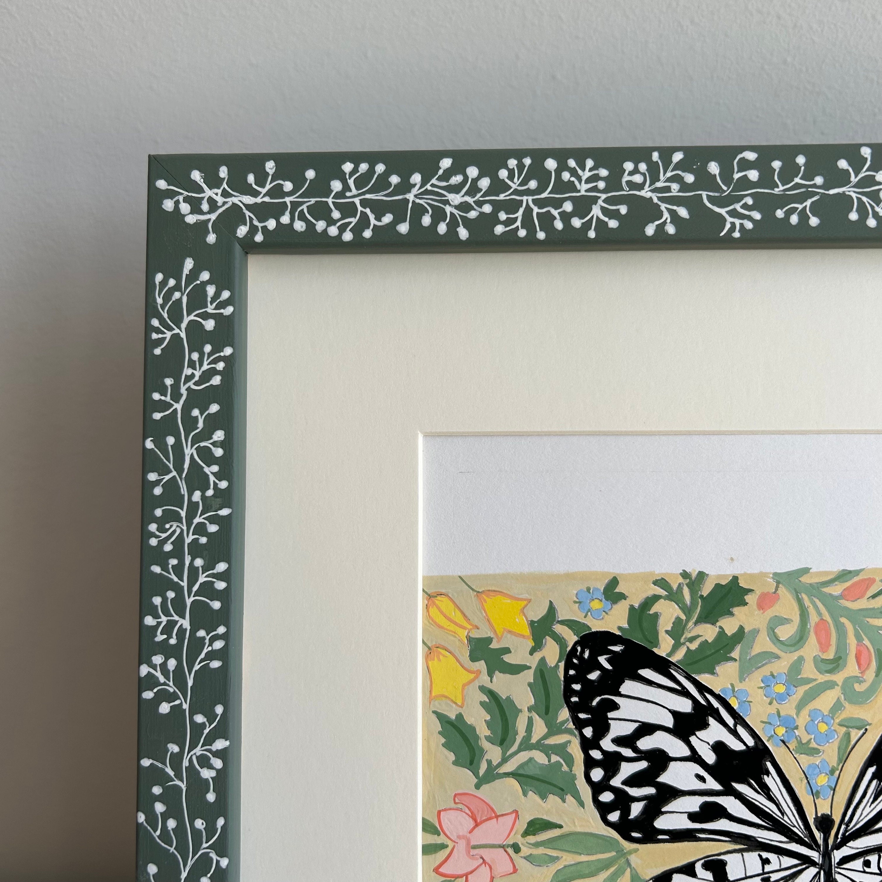 Hand Painted Sage Green Picture Frame-upcycled, With White Painted ...