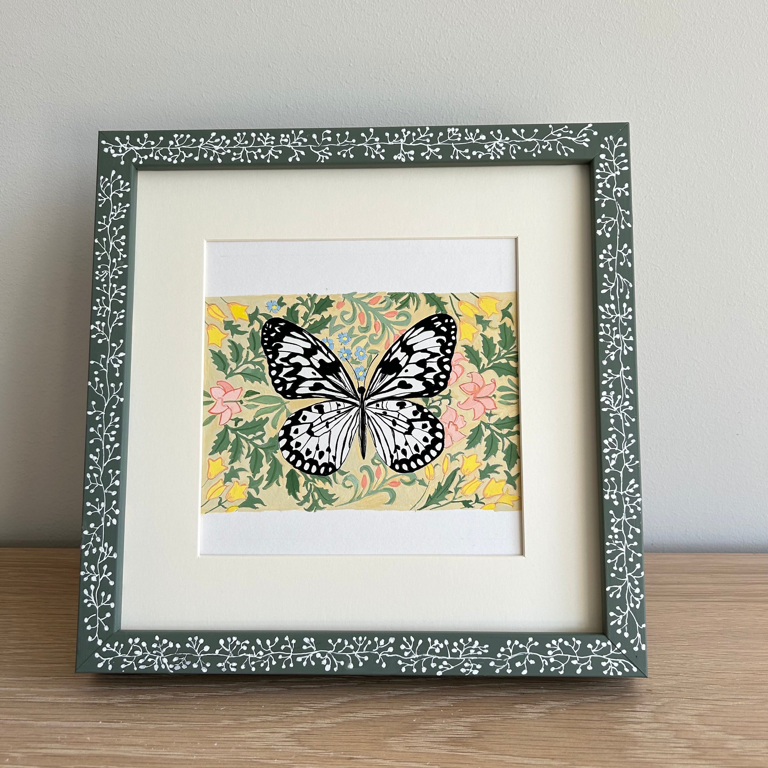 Hand Painted Sage Green Picture Frame-upcycled, With White Painted ...