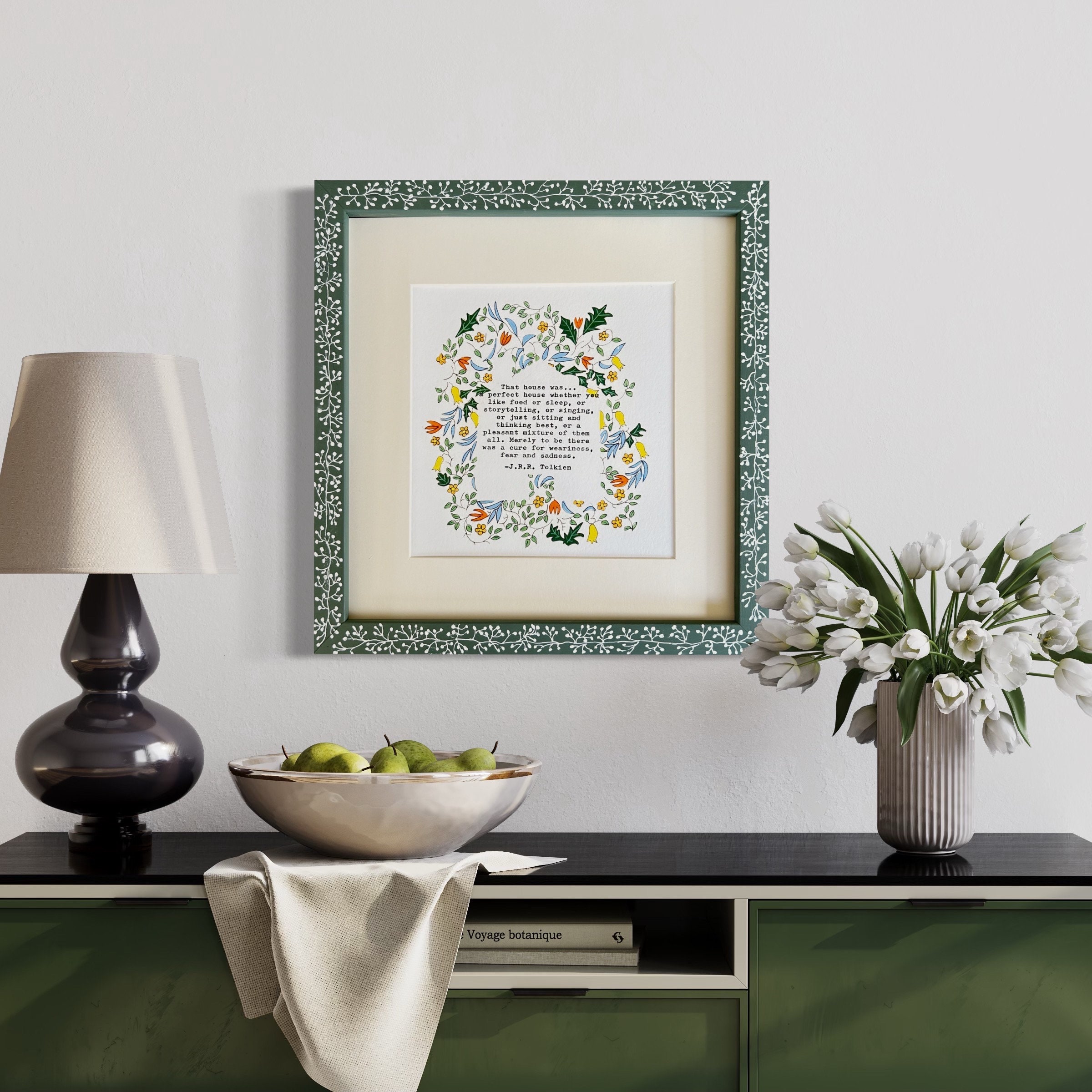 Hand Painted Sage Green Picture Frame-upcycled, With White Painted ...