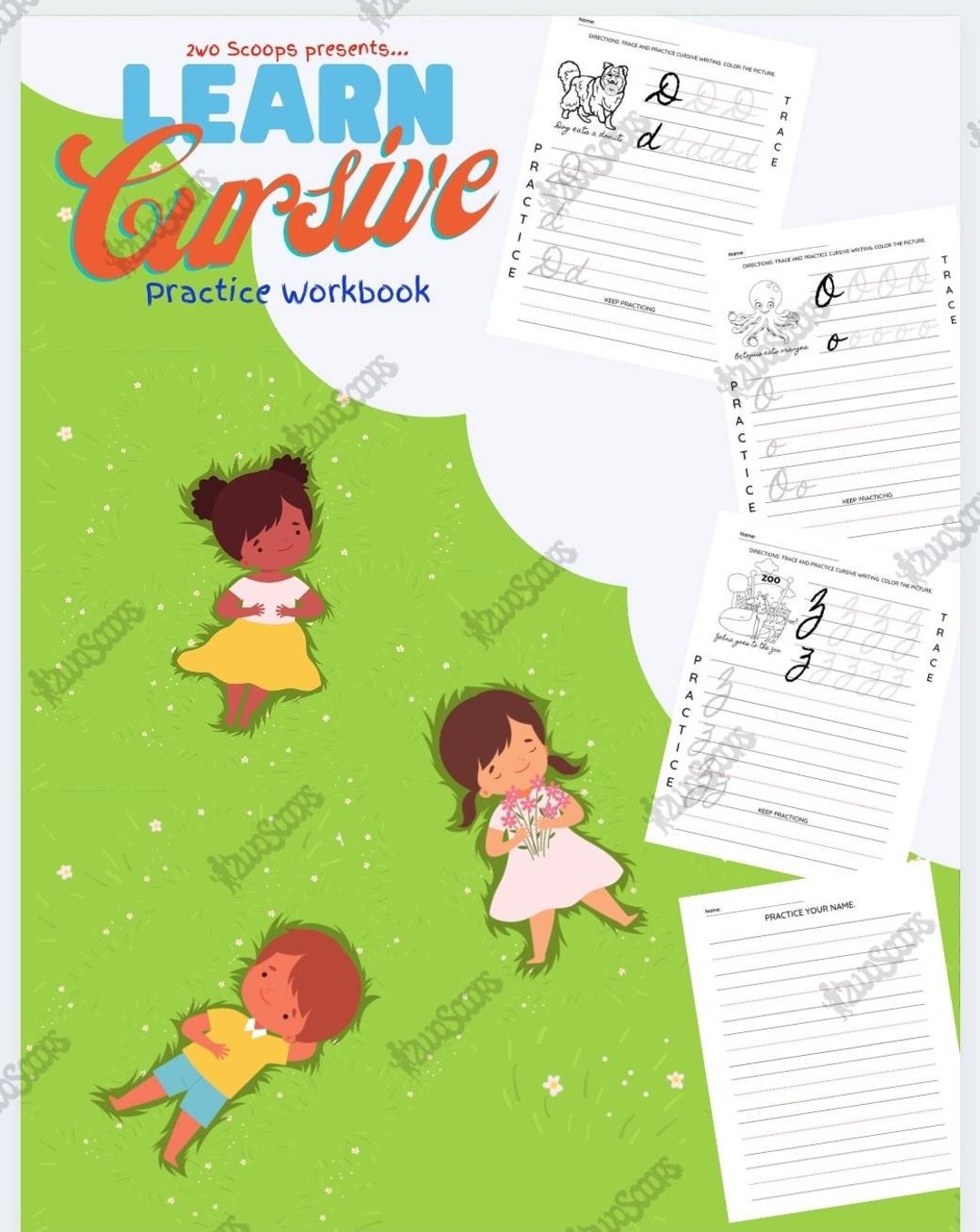 Cursive Handwriting Practice Workbook | 2wo Scoops | ABC Letter Tracing ...