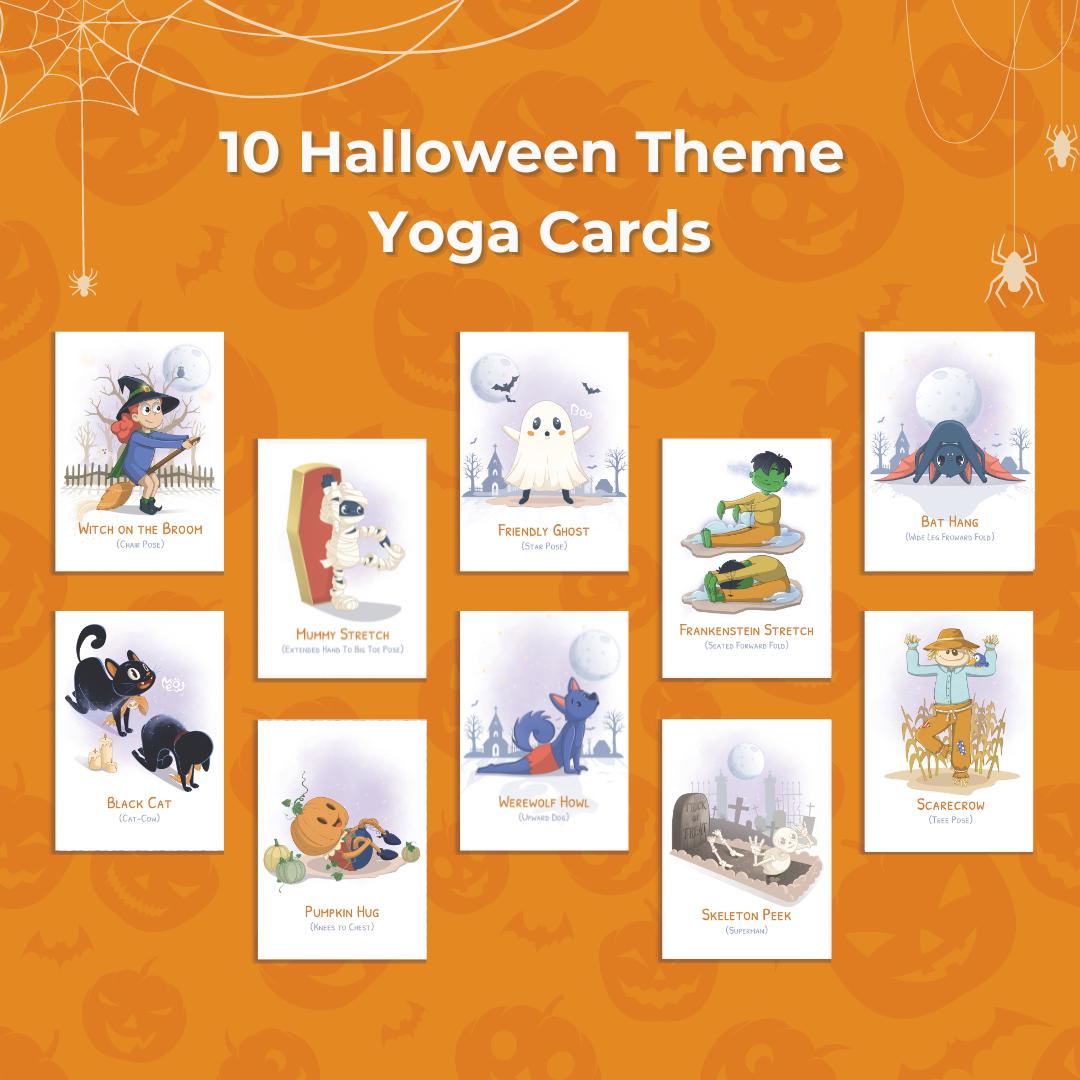 Halloween Yoga Cards – Printable 10-pack of Fun Kids Yoga Poses – Kid ...
